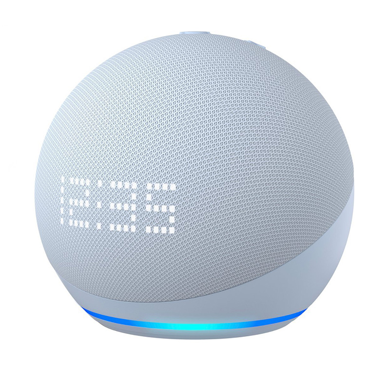 Amazon Echo Dot with Clock | 5th Gen | Cloud Blue | Nanodog.net